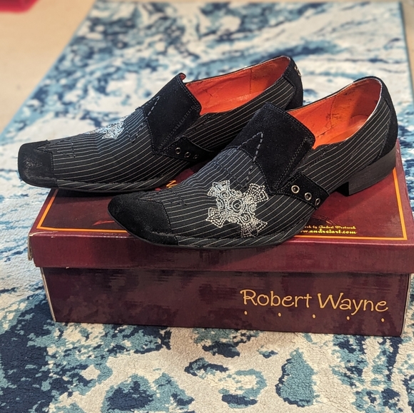 Robert Wayne | Shoes | Robert Wayne Velvet Mens Black Suede Slip On Square Toe Loafers Us 9 ...